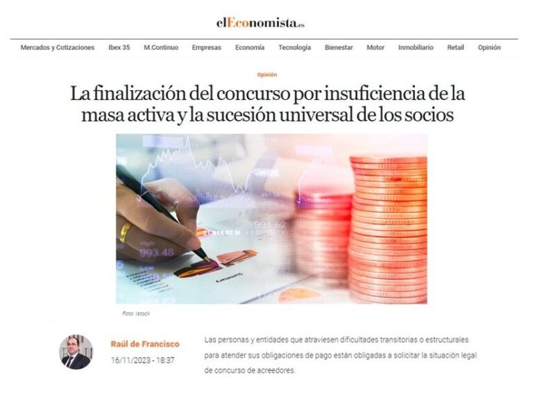 El modelo de conclusión del concurso por insuficiencia de masa activa: una solución eficiente y ...